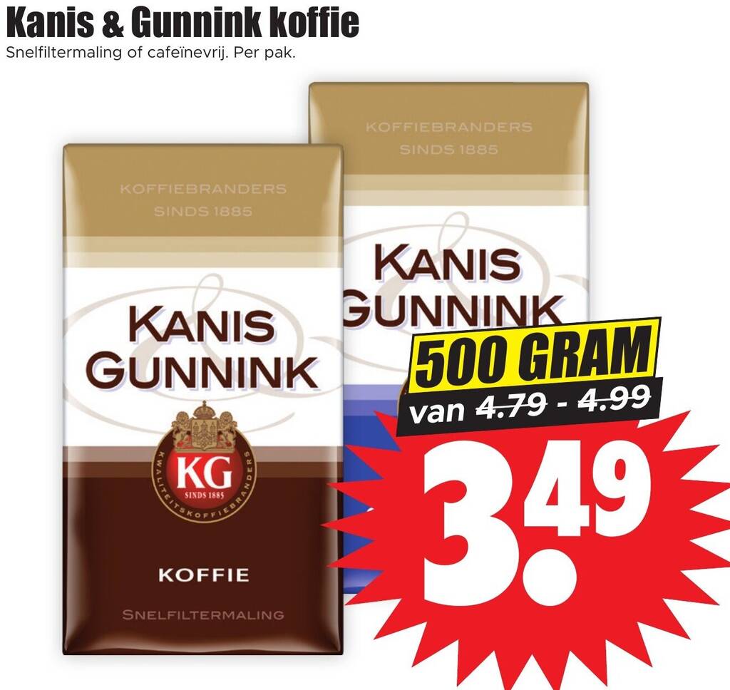 Kanis & Gunnink koffie 500 GRAM aanbieding bij Dirk