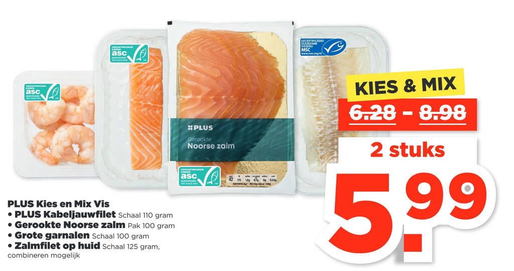 Plus kies en mix vis aanbieding bij PLUS
