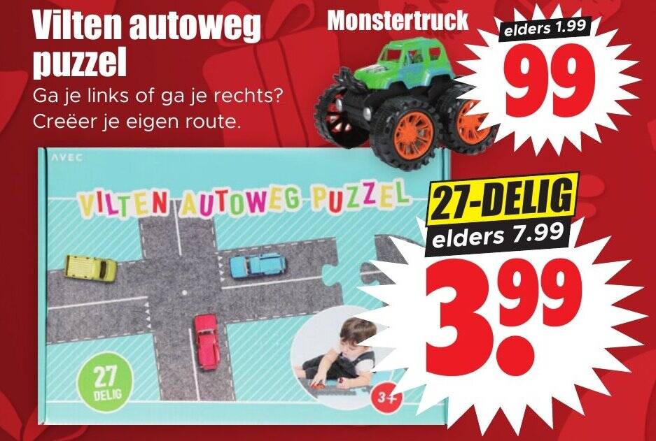 Vilten autoweg puzzel aanbieding bij Dirk