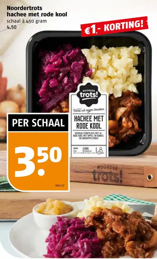 Noordertrots hachee met rode kool schaal à 450 gram aanbieding bij Poiesz