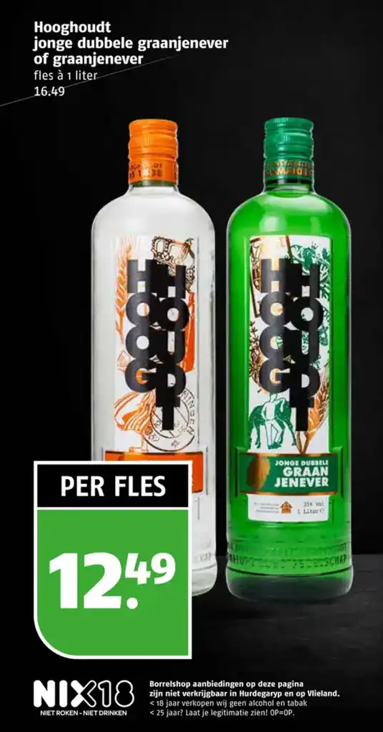 Hooghoudt jonge dubbele graanjenever of graanjenever fles à 1 liter ...