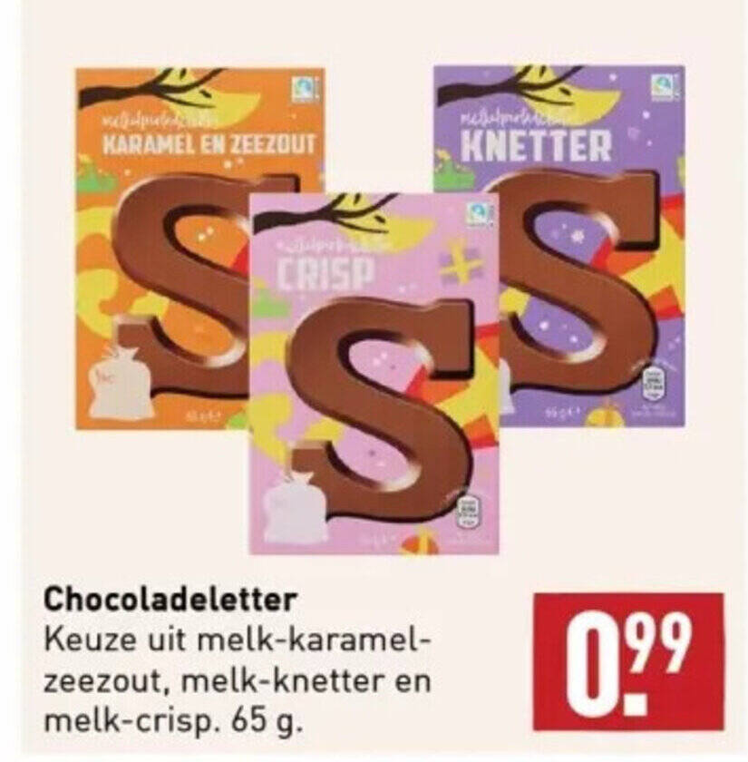 Chocoladeletter 65 g. aanbieding bij ALDI