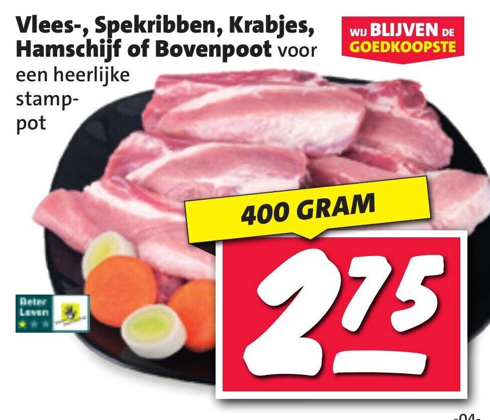 Vlees-, Spekribben, Krabjes, Hamschijf of Bovenpoot 400g aanbieding bij ...