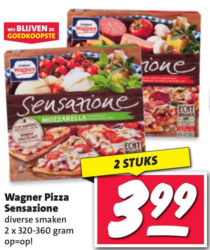 Wagner Pizza Sensazione 2 x 320-360 gram aanbieding bij Nettorama
