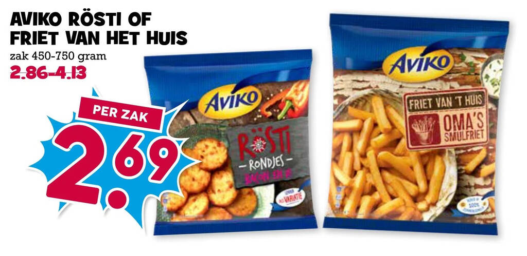 Aviko rösti of friet van het huis aanbieding bij Boon`s Markt
