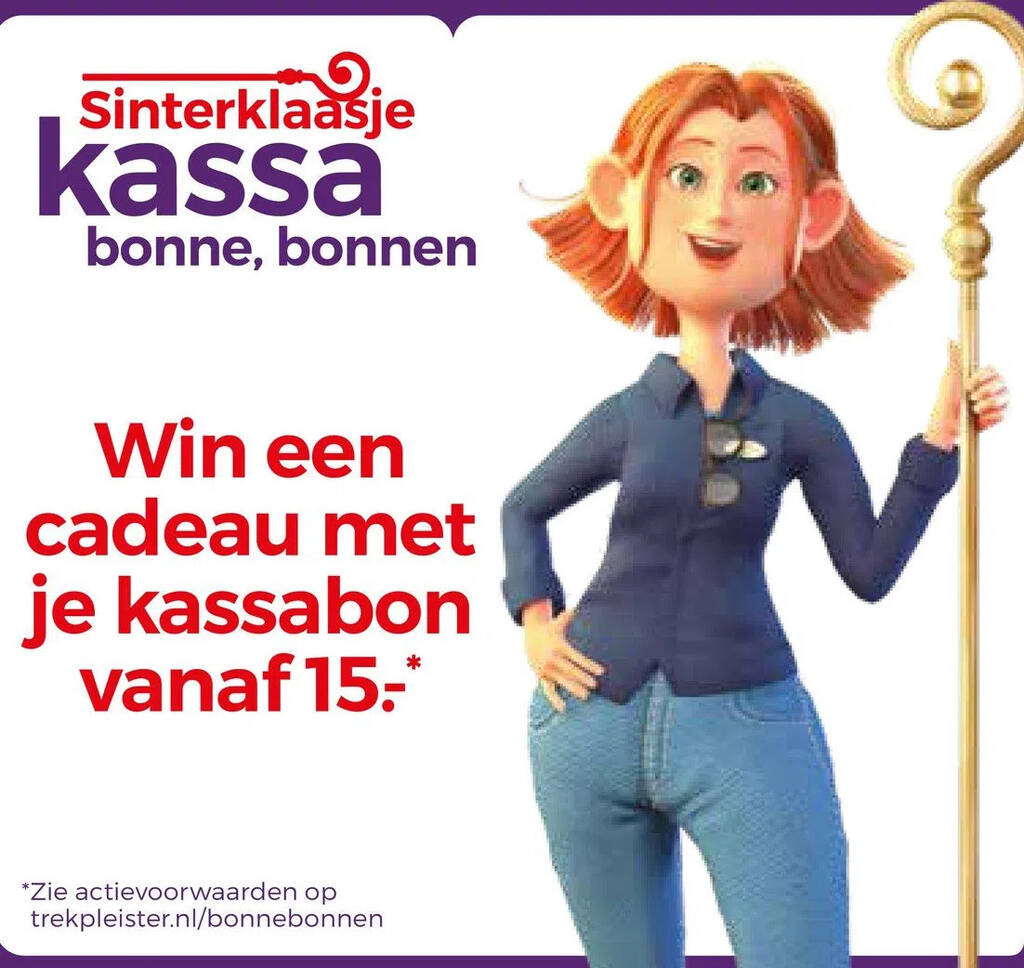 Sinterklaasje kassa bonne, bonnen aanbieding bij Trekpleister