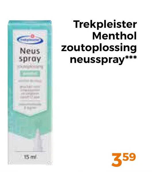 Trekpleister menthol zoutoplossing neusspray*** aanbieding bij Trekpleister