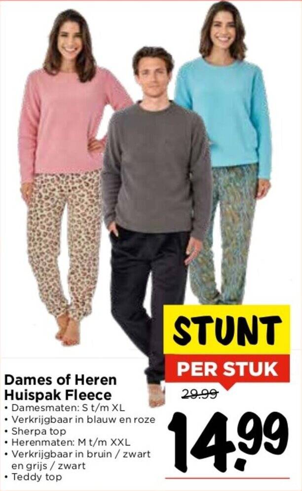 Dames of Heren Huispak Fleece aanbieding bij Vomar Voordeelmarkt