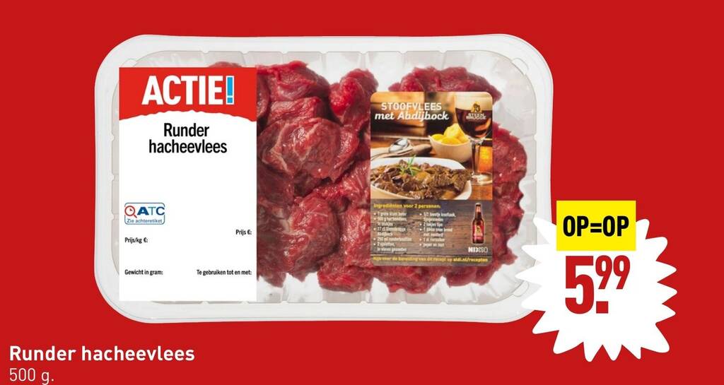 Runder hacheevlees 500g aanbieding bij ALDI