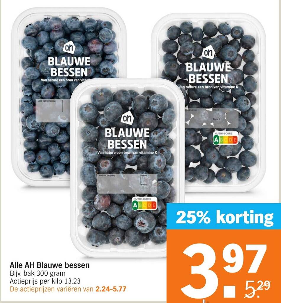 Alle AH Blauwe bessen 300g aanbieding bij Albert Heijn