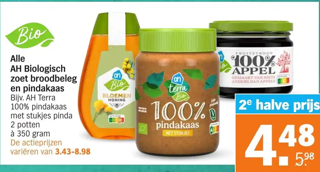 Alle AH Biologisch zoet broodbeleg en pindakaas aanbieding bij Albert Heijn