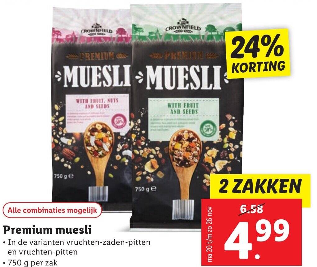 Premium muesli 750g aanbieding bij Lidl
