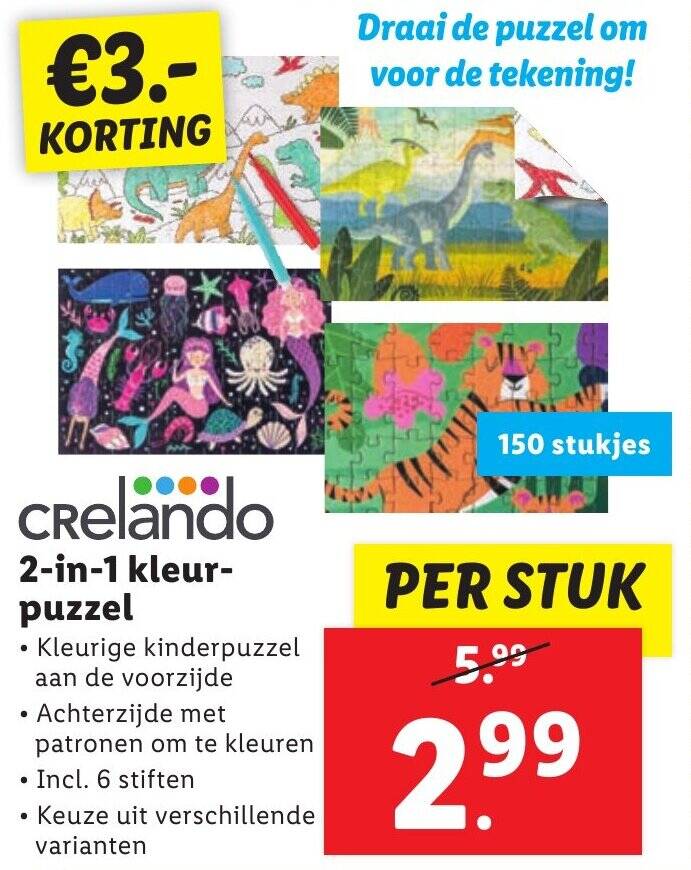 Crelando 2-in-1 kleur-puzzel aanbieding bij Lidl