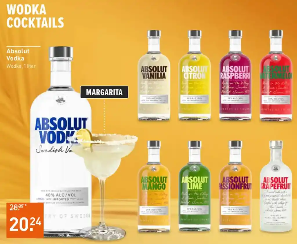 Absolut Vodka Wodka, 1 liter aanbieding bij Gall & Gall