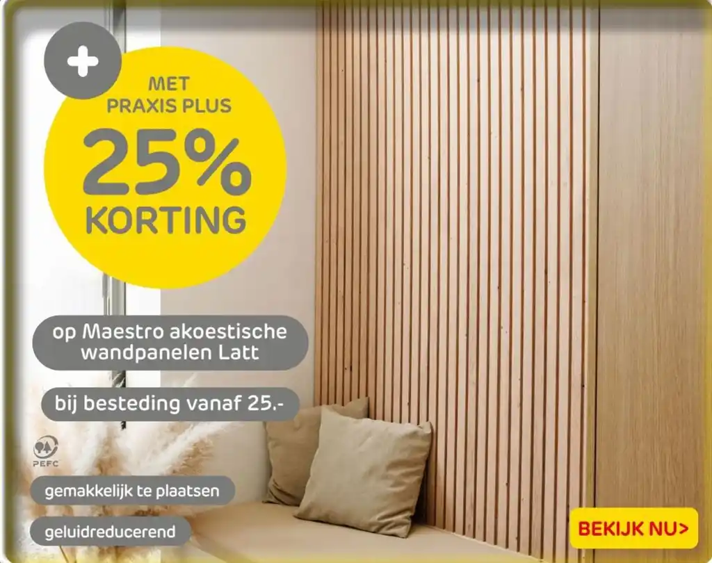 op Maestro akoestische wandpanelen Latt aanbieding bij Praxis