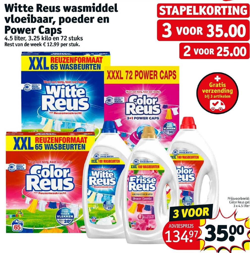 Witte Reus wasmiddel vloeibaar, poeder en Power Caps aanbieding bij ...