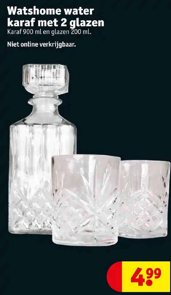 Watshome water karaf met 2 glazen aanbieding bij Kruidvat