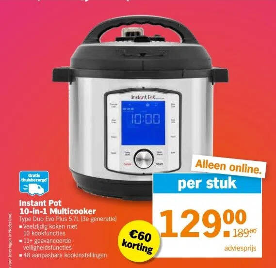 Instant Pot 10-in-1 Multicooker aanbieding bij Albert Heijn