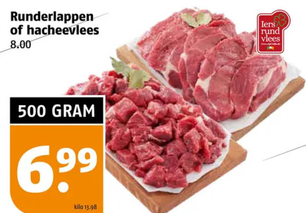 Runderlappen of hacheevlees 500g aanbieding bij Poiesz