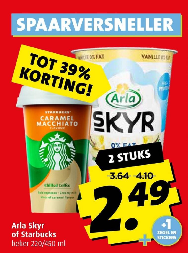 Arla Skyr of Starbucks 220/450 ml 2 stuks aanbieding bij Boni