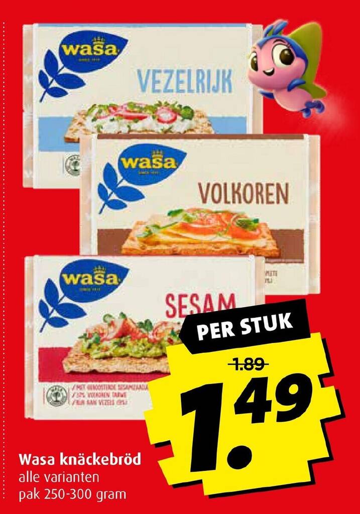 Wasa knäckebröd 250-300 gram aanbieding bij Boni
