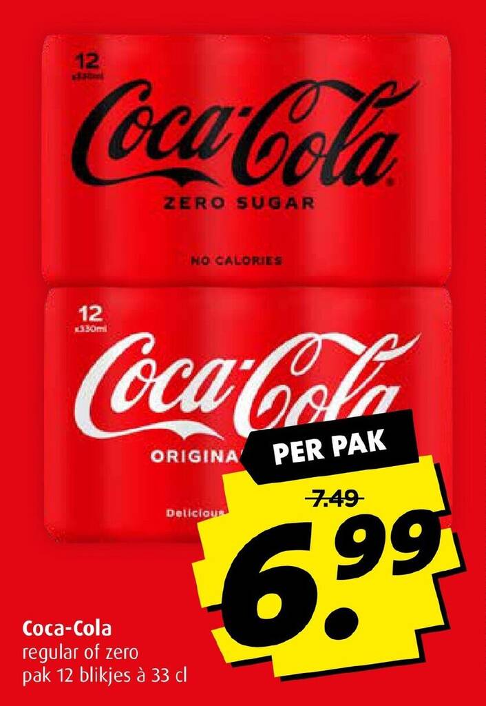 Coca-Cola 12 blikjes 33 cl aanbieding bij Boni