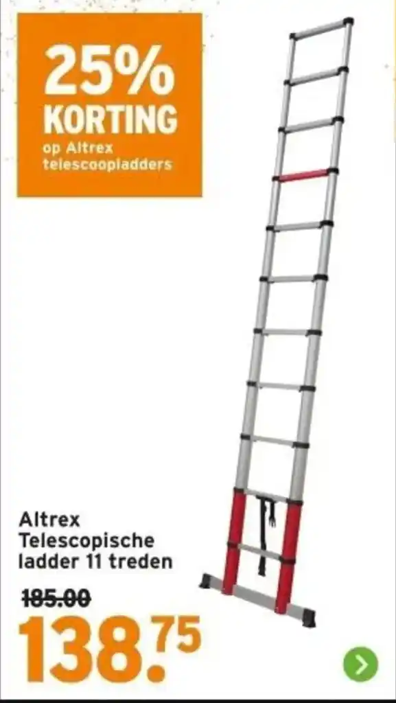 Altrex telescopische ladder 11 treden aanbieding bij GAMMA