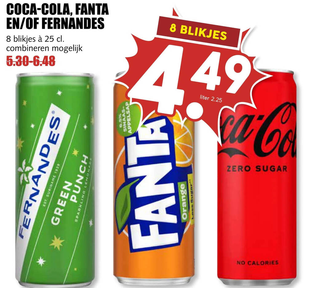 Coca-cola, fanta en/of fernandes aanbieding bij MCD Supermarkt