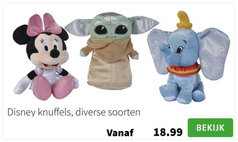 Disney knuffels, diverse soorten aanbieding bij Intratuin