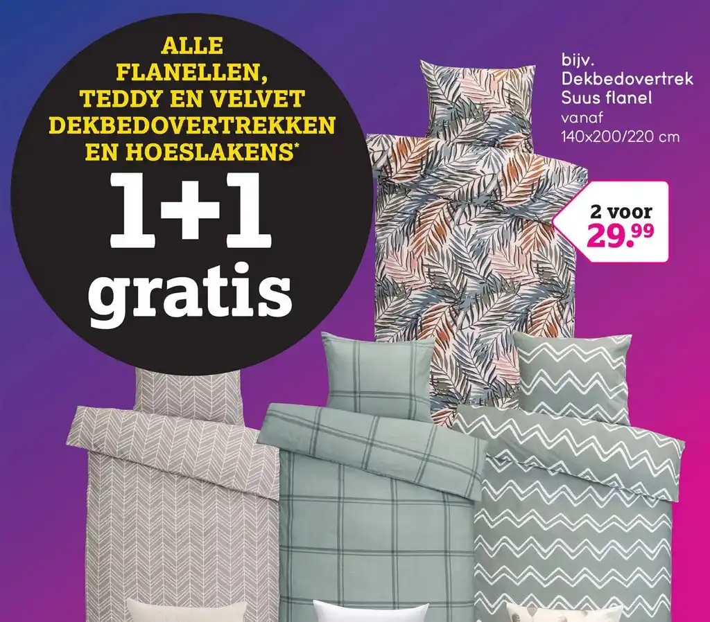 Dekbedovertrek Suus flanel aanbieding bij Leen Bakker