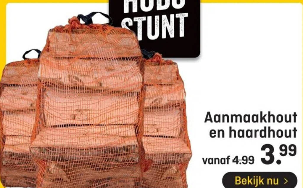 Aanmaakhout en haardhout aanbieding bij Hubo