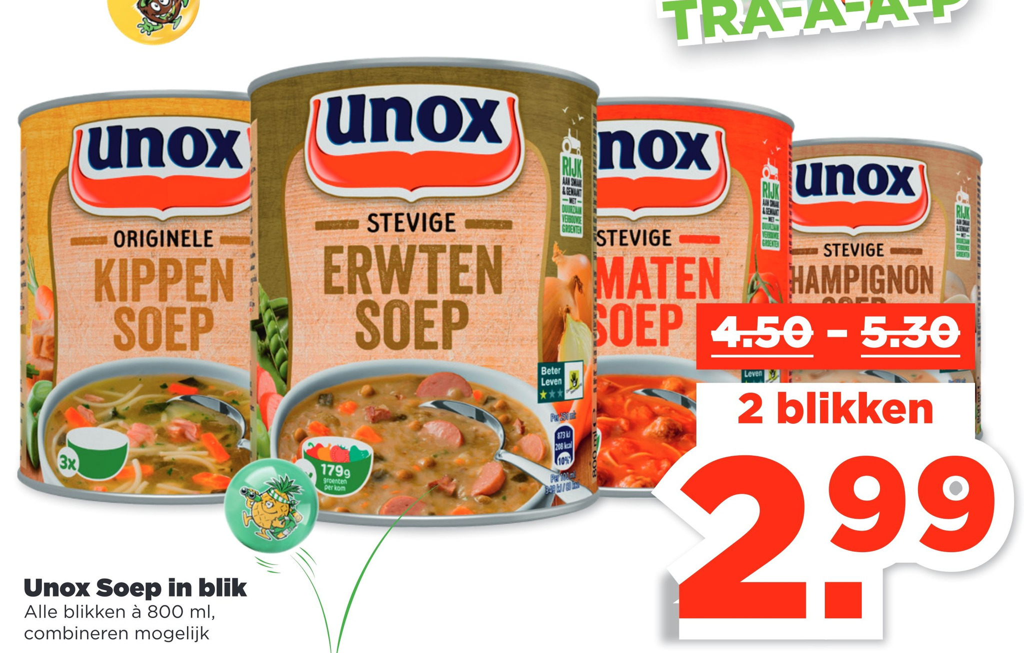 Unox Soep in blik 800ml aanbieding bij PLUS
