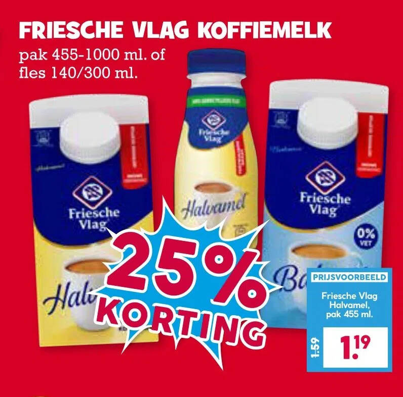 Friesche vlag koffiemelk aanbieding bij Boon`s Markt