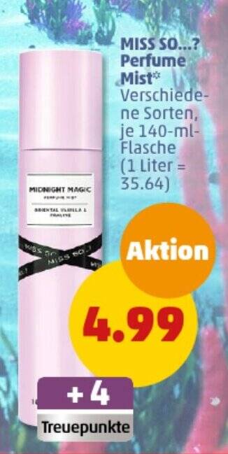 MISS SO...? Perfume Mist aanbieding bij PENNY DE