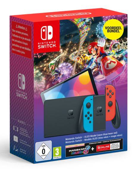 Nintendo switch oled rood/blauw - mario kart 8 deluxe + 3 maanden ...