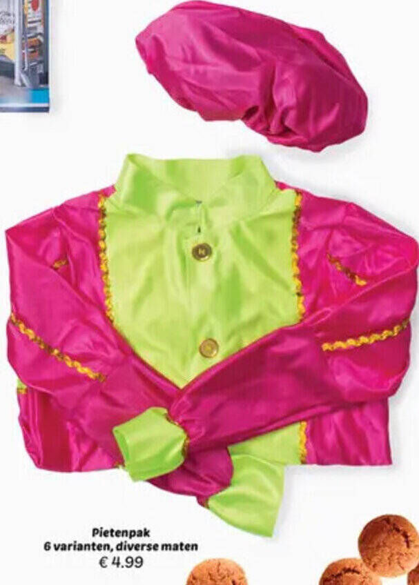 Pietenpak 6 varianten, diverse maten aanbieding bij Dekamarkt