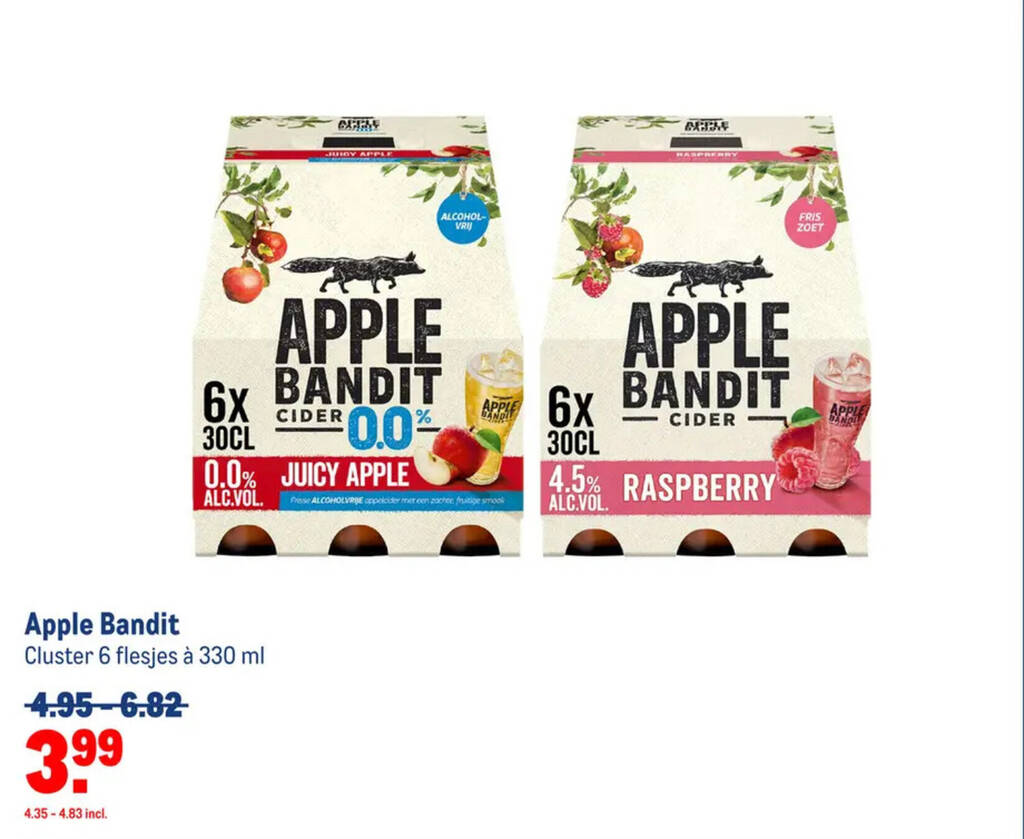 Apple Bandit Cluster 6 flesjes à 330 ml aanbieding bij Makro