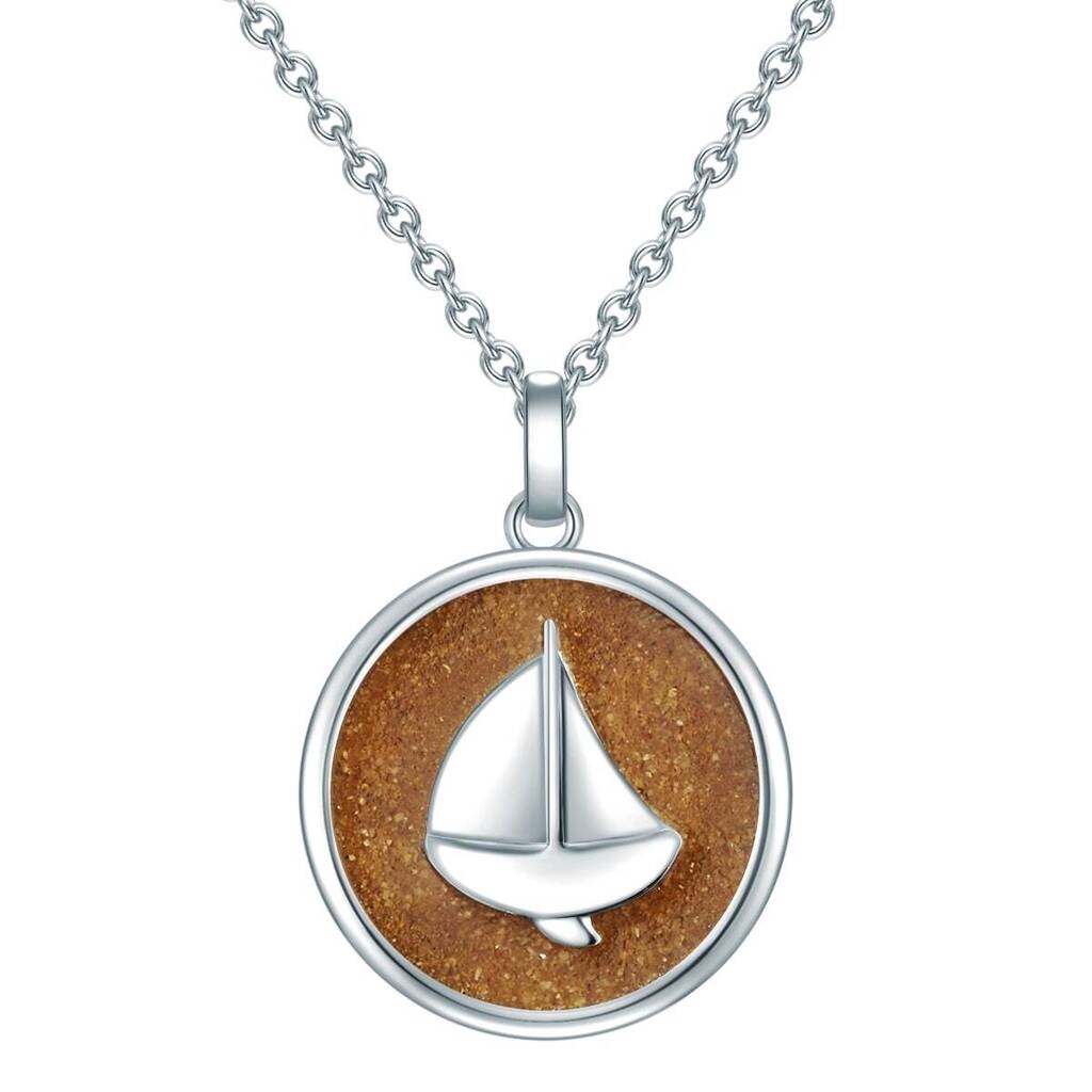Strandglück zilveren ketting zeilboot sterling zilver zandkorrels in ...