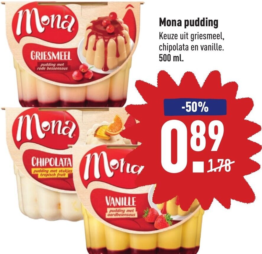 Mona pudding 500ml aanbieding bij ALDI