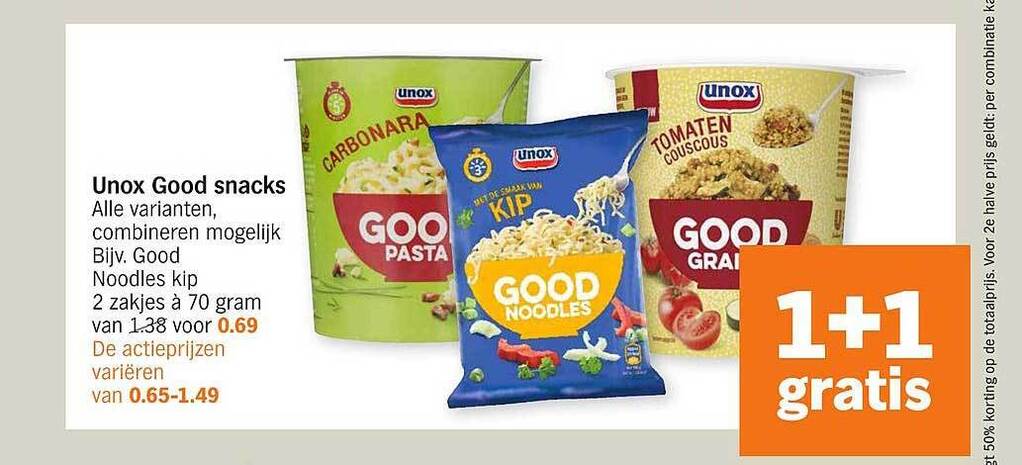 Unox Good snacks 70 gram aanbieding bij Albert Heijn