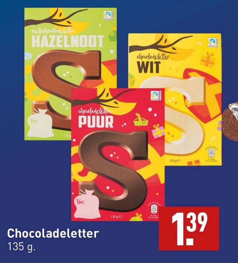 Chocoladeletter 135 g aanbieding bij ALDI