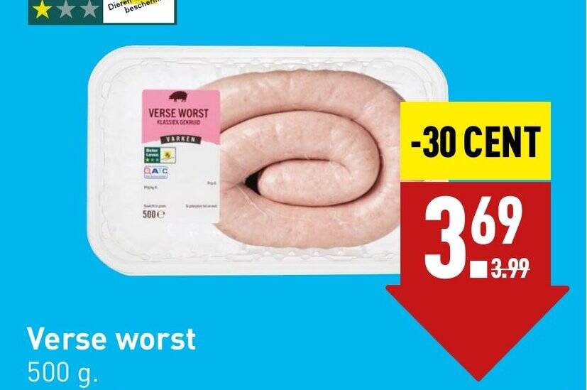Verse worst 500 g aanbieding bij ALDI