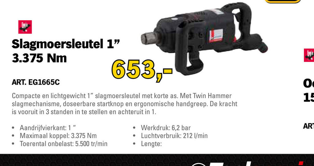 Ingersoll Rand Slagmoersleutel 1" 3.375Nm | EG1665C aanbieding bij ...
