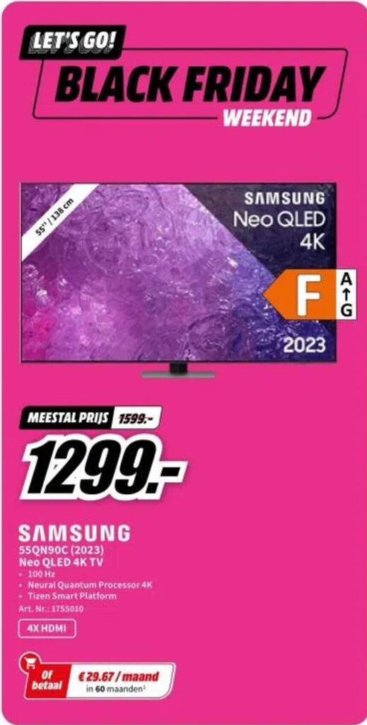 SAMSUNG 55QN90C (2023) Neo QLED 4K TV aanbieding bij MediaMarkt