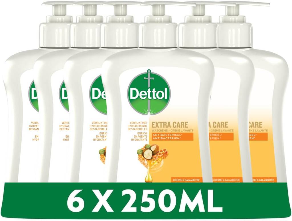 Dettol handzeep - extra care droge en normale huid honing & galamboter 6 x 250 ml ...