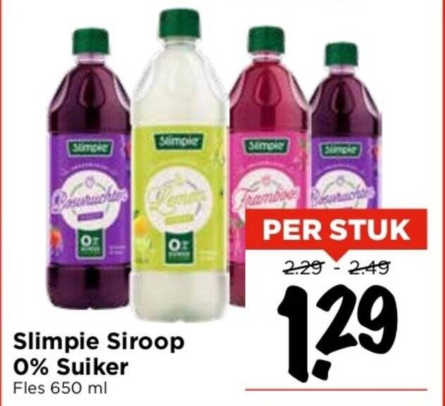 Slimpie Siroop 0% Suiker 650ml aanbieding bij Vomar Voordeelmarkt