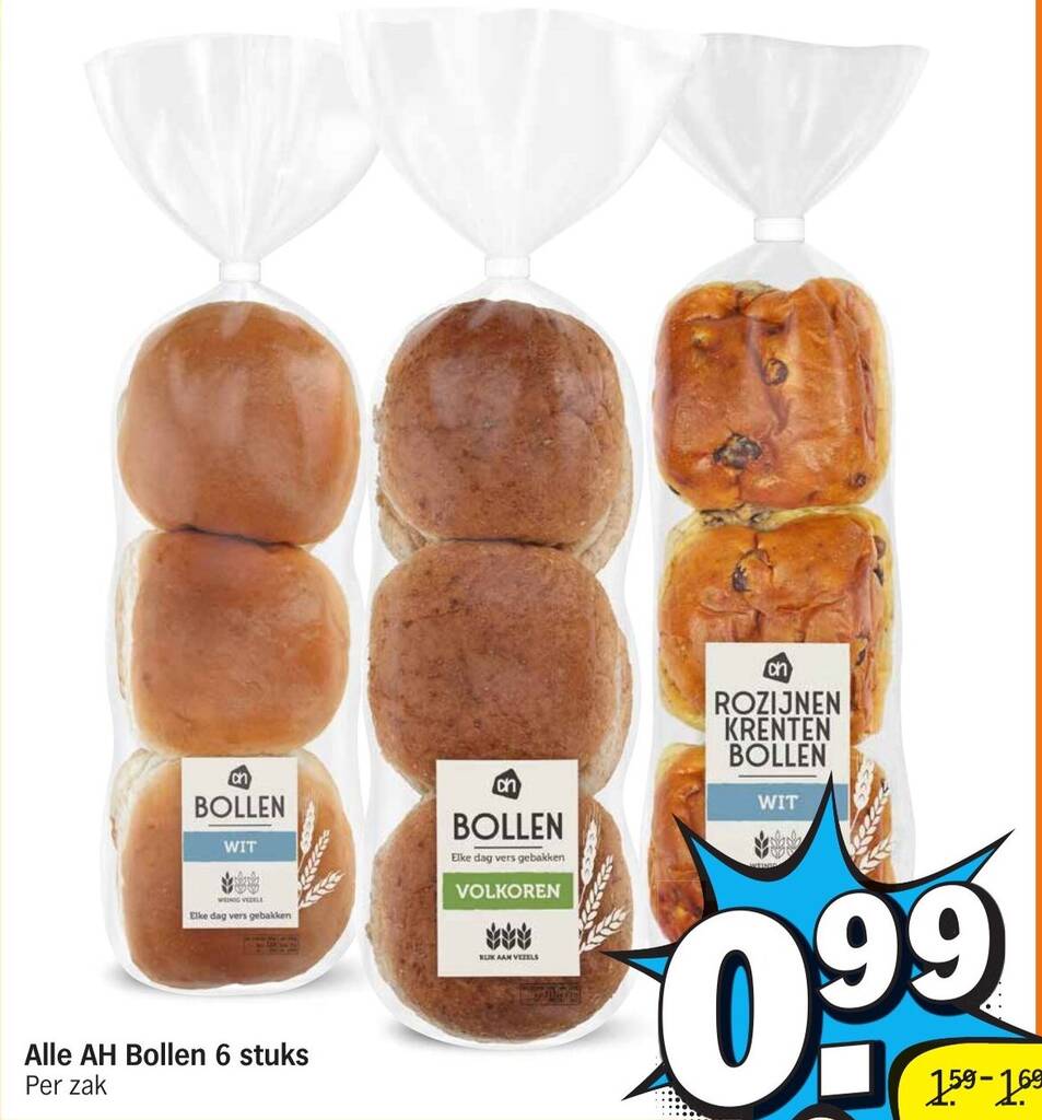 Alle AH Bollen 6 stuks aanbieding bij Albert Heijn