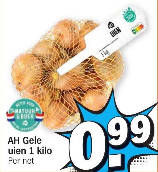 AH Gele uien 1 kilo aanbieding bij Albert Heijn
