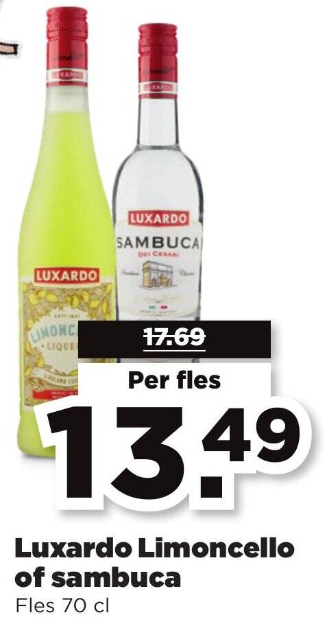 Luxardo Limoncello of sambuca Fles 70 cl aanbieding bij PLUS