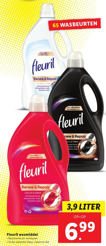 Fleuril wasmiddel 3,9L aanbieding bij Lidl